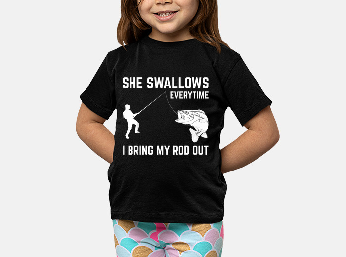 Mens she swallows funny fishing gift kids t sh. tostadora